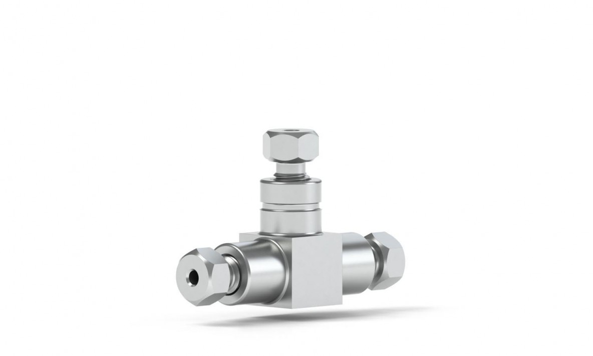 Stainless Steel Tee Assembly .040in thru hole - Biotech Fluidics